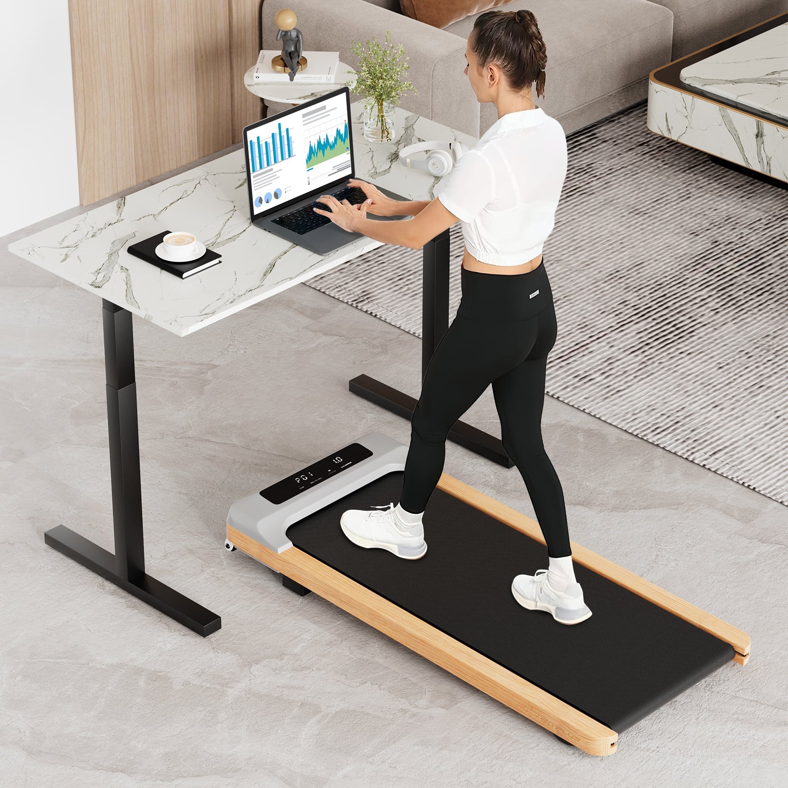 Under Desk Treadmill with Remote Control and LED Display for Home Offi