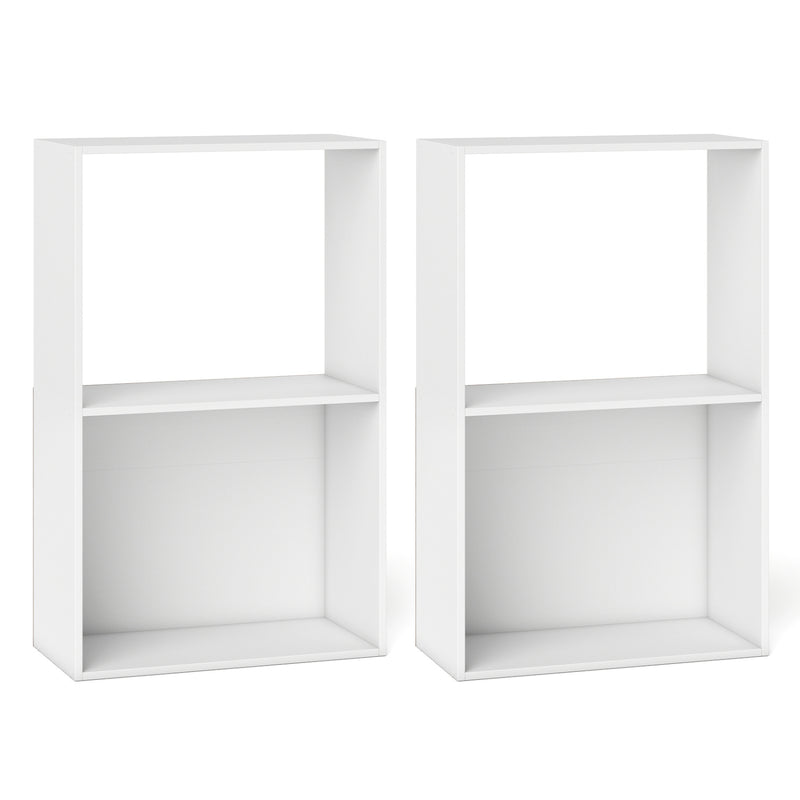 Set of 2 3-Tier Bookshelf with Open Storage Compartment and Freestandi