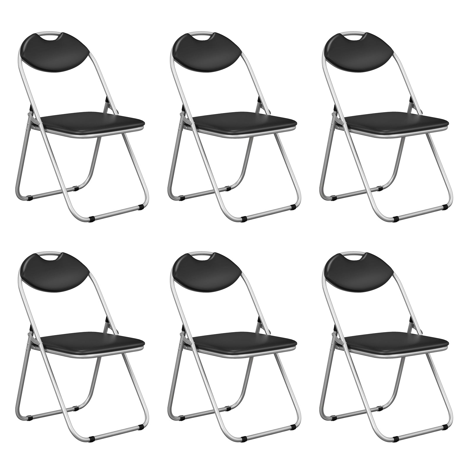 6 Pieces U-Shape Folding Chairs with Hollow Handle