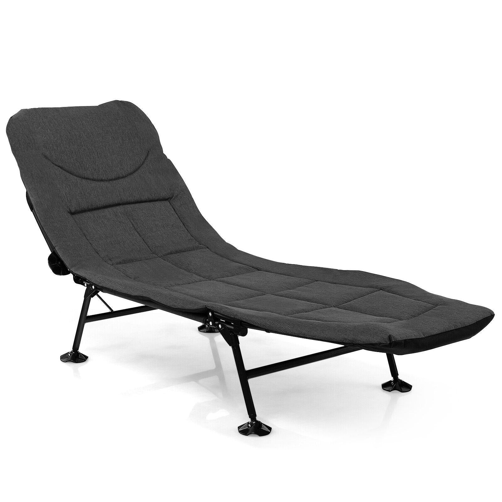 Folding Camping Cot with Detachable Mattress and Adjustable Backrest
