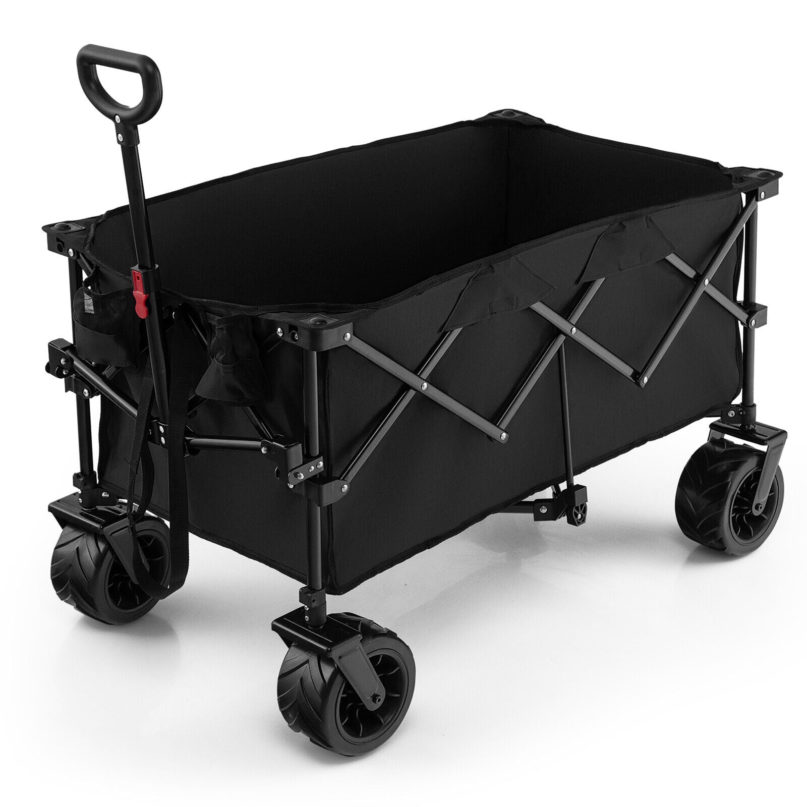 Folding Utility Garden Cart with Wide Wheels and Adjustable Handle