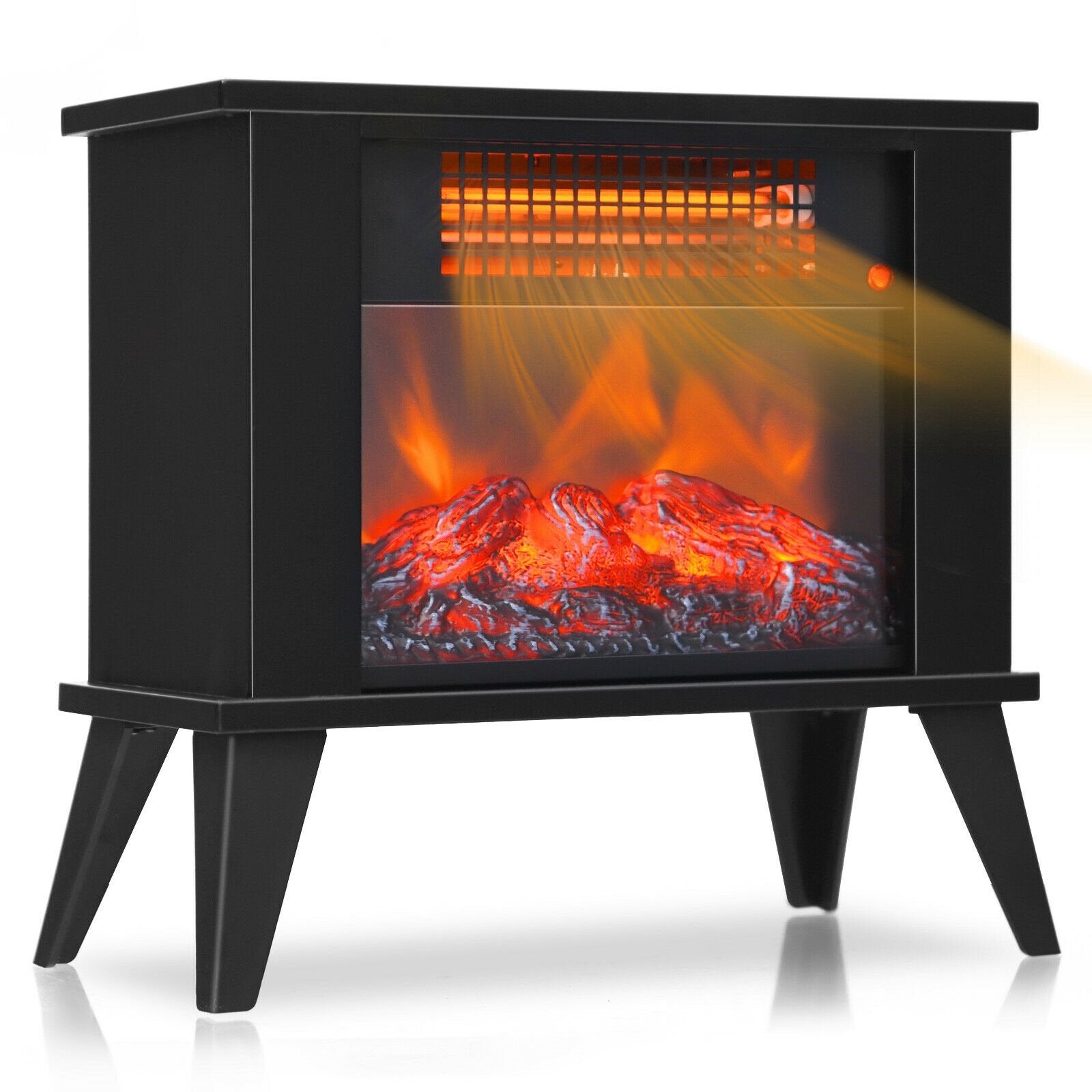 Open Box-Black mini fireplace