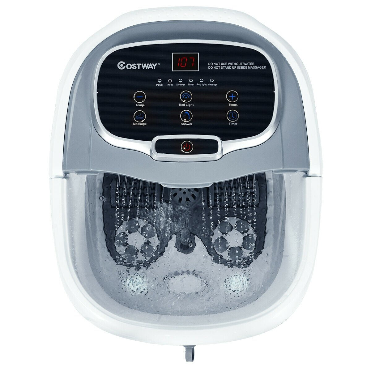 Portable All In One Heated Foot Bubble Spa Bath Motorized Massager Gra