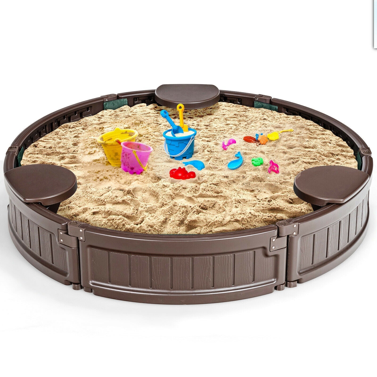 Sandbox with Built-in Corner Seat and Cover